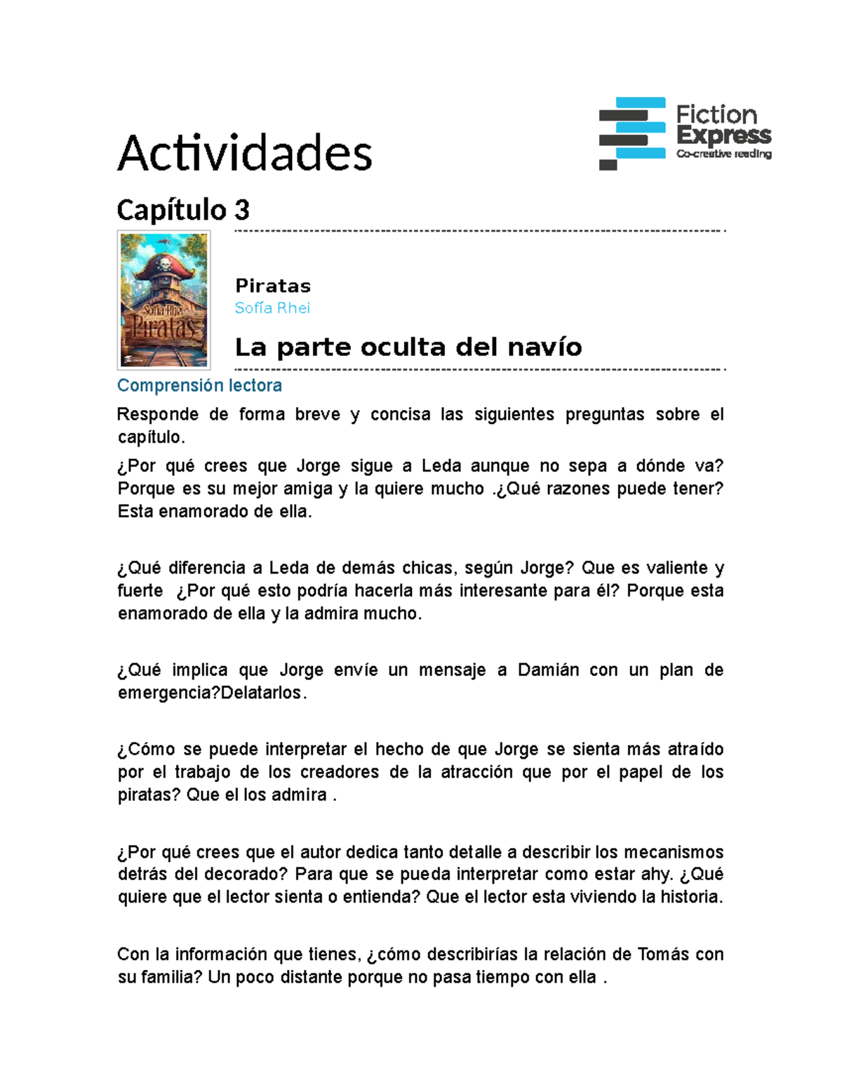 Actividad 3 - Comprensión Lectora Capítulo 3 NIVEL2 Piratas - Studocu