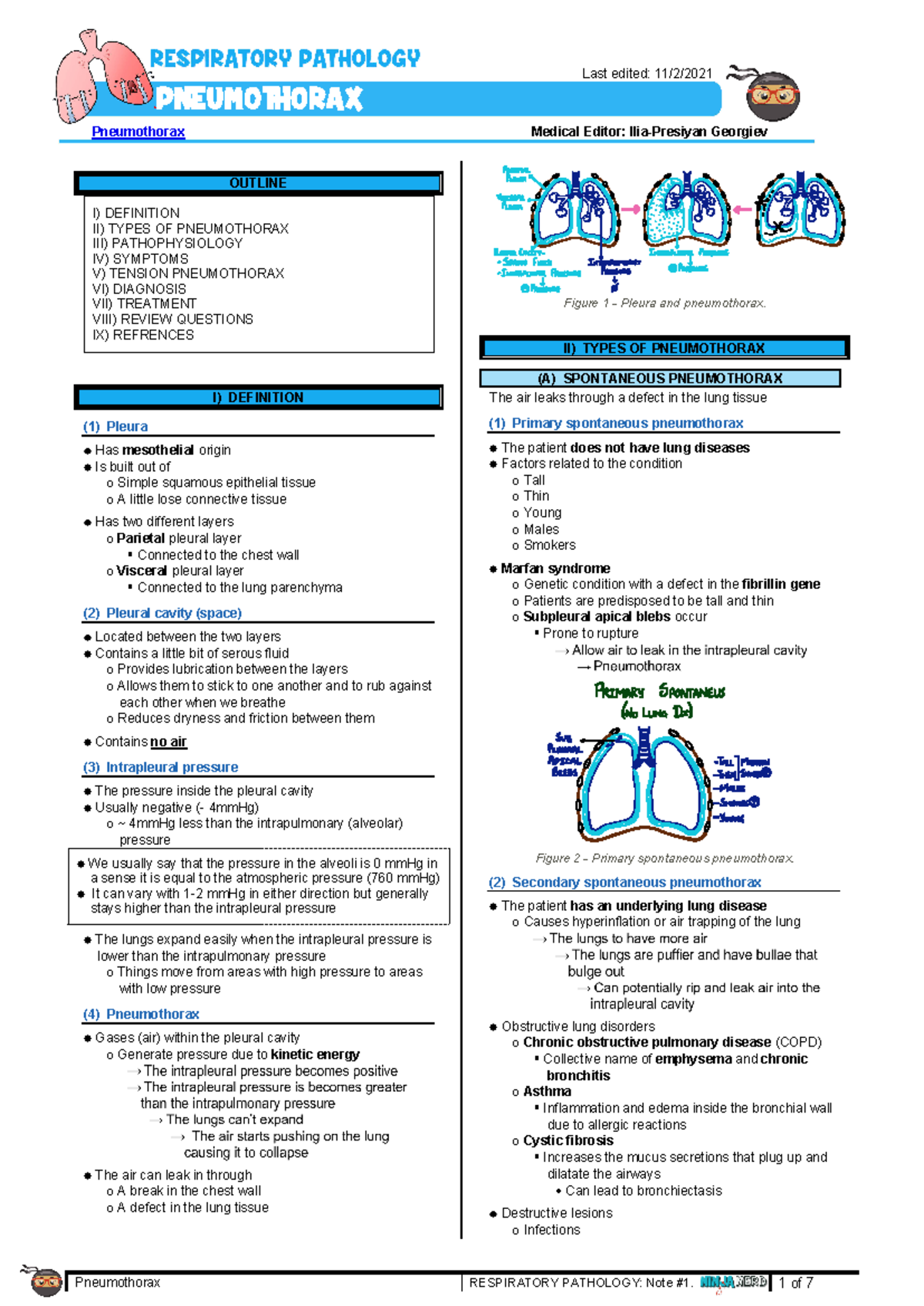Pneumothorax Overview - Medical-Surgical Nursing Review Notes - Studocu