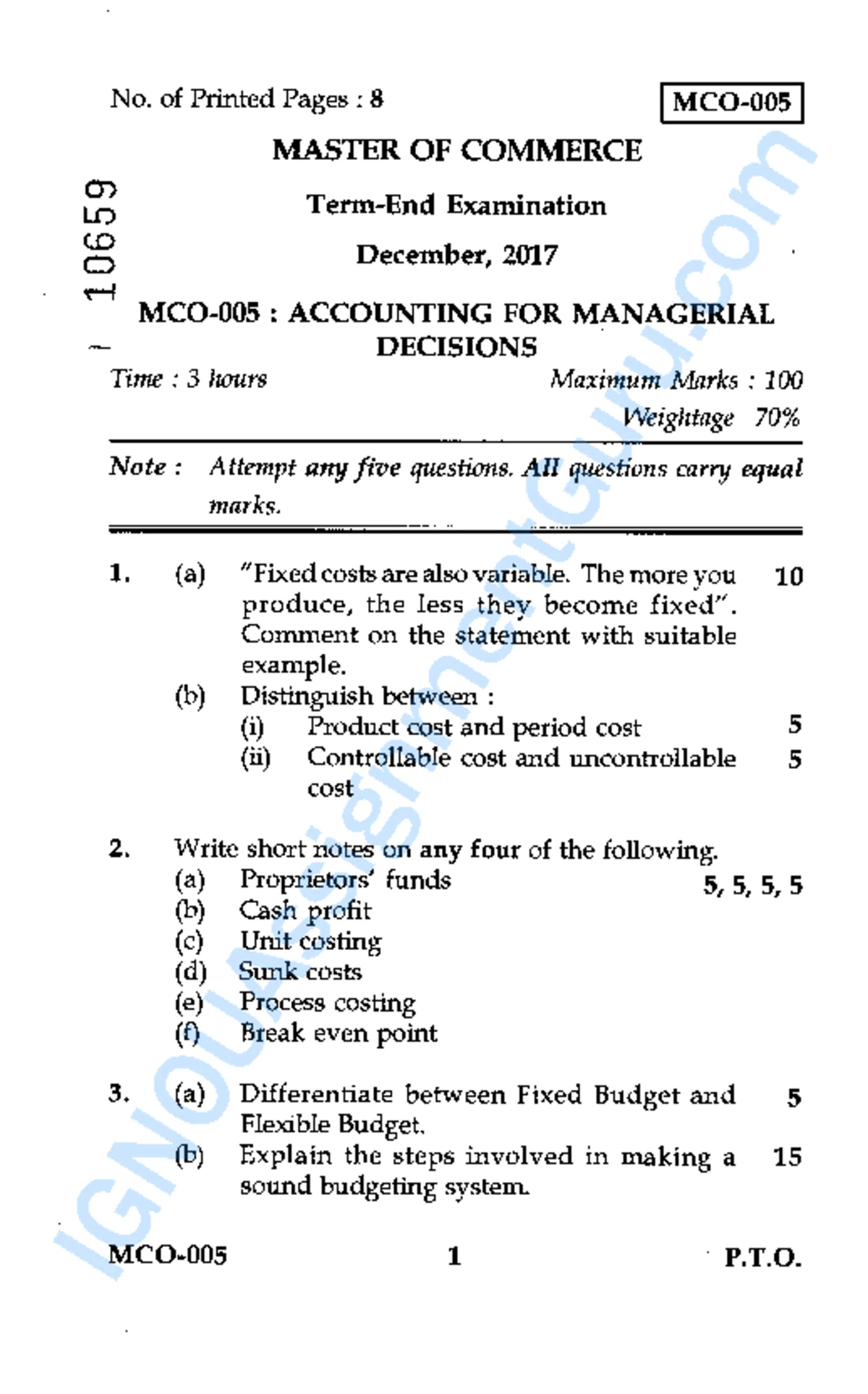 MCO-5 Accounting for Managerial Decisions - December 2016 Exam Notes ...