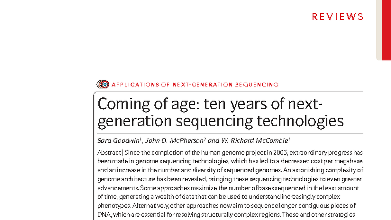Review of Next Generation Sequencing Technologies: A Decade of Progress ...