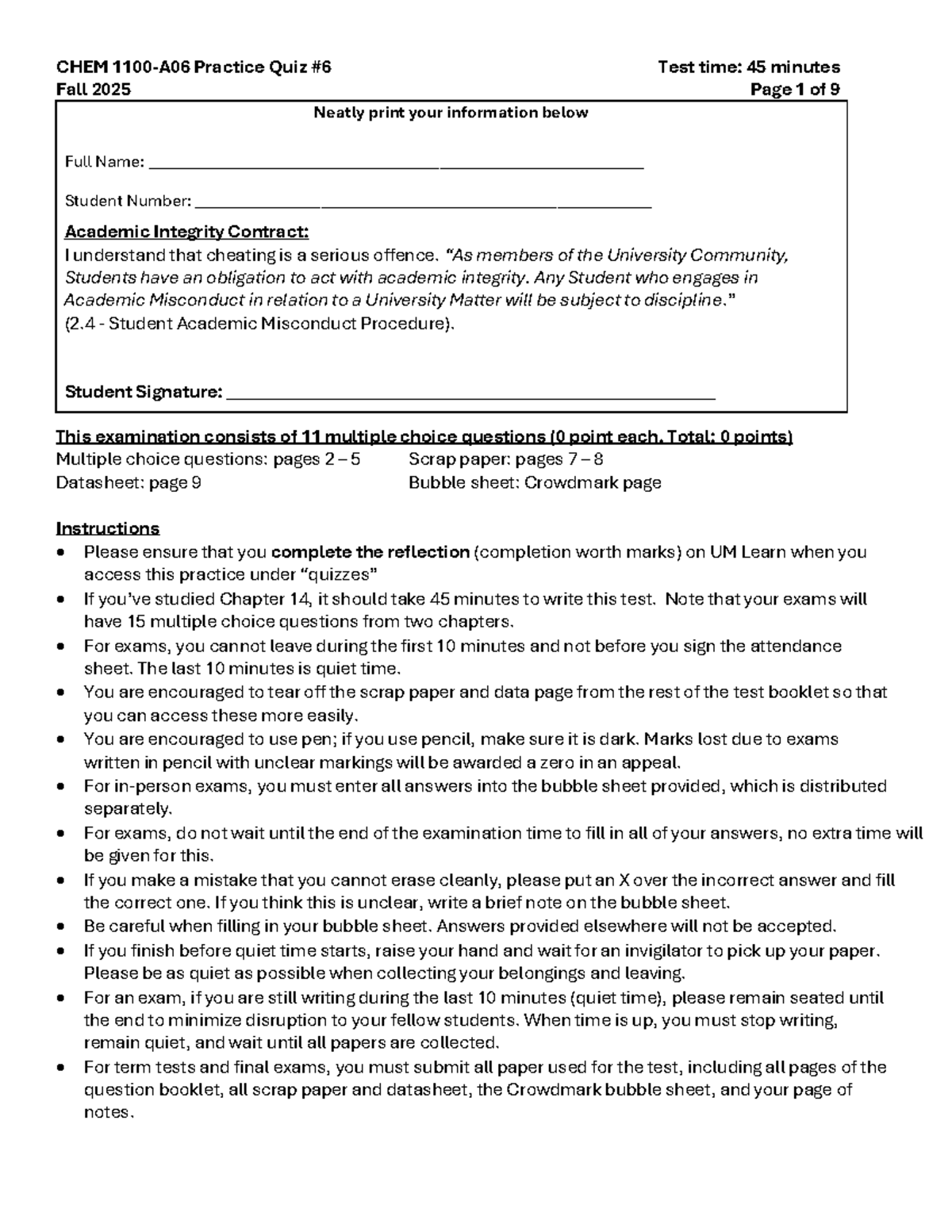 C1100 Practice Quiz 6 - Fall 2025 Exam Preparation - Studocu