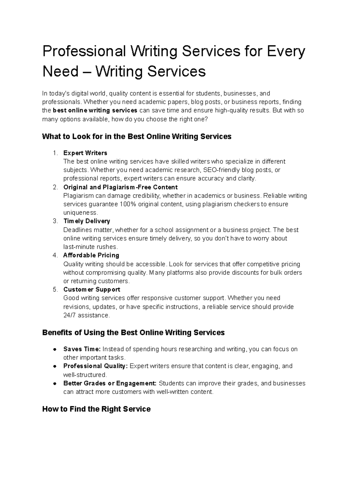 Professional Writing Services for Every Need – Writing Services ...