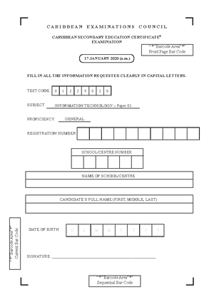 CSEC Information Technology January 2025 P2 250120 250123 125124 - TEST ...