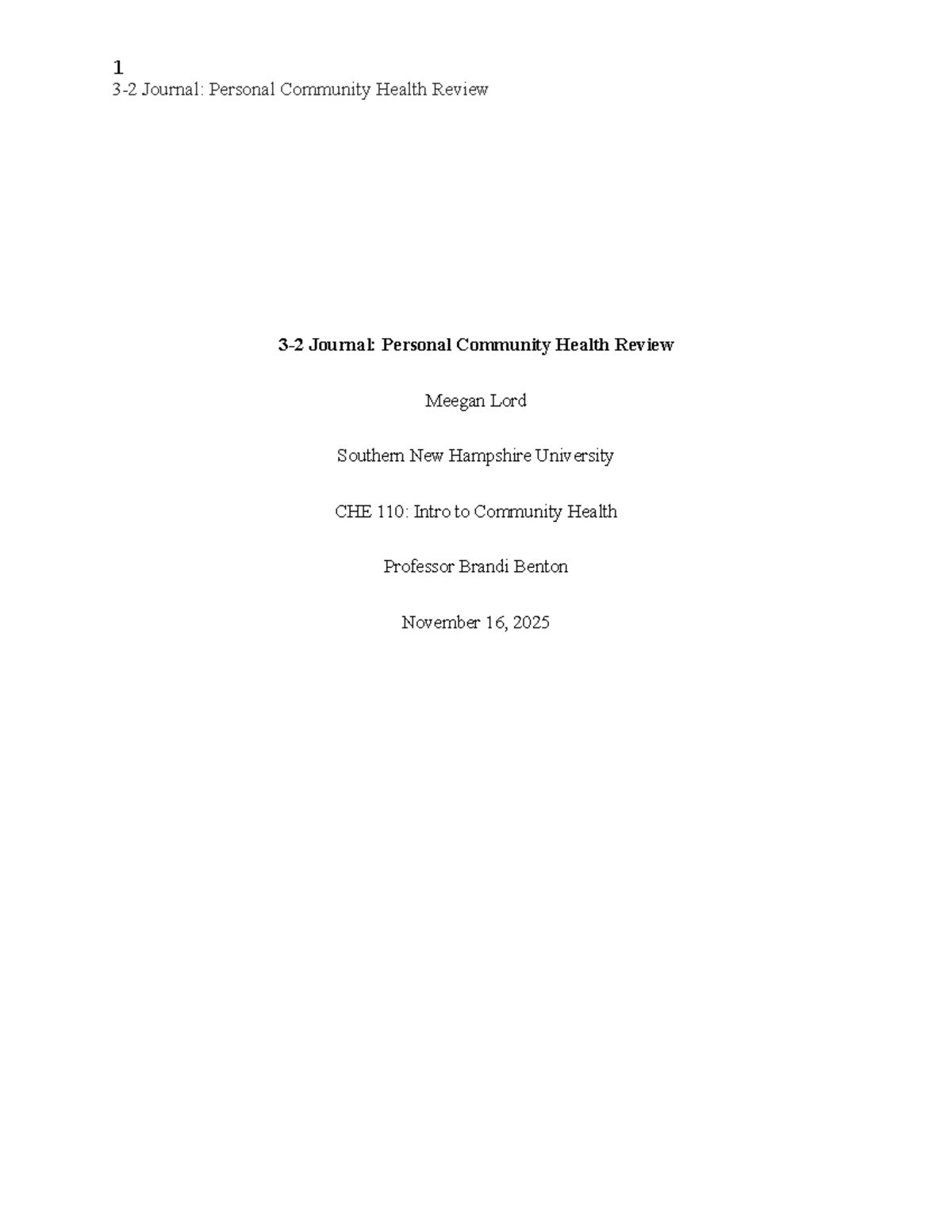 CHE 110: Personal Community Health Review on Type 2 Diabetes - Studocu