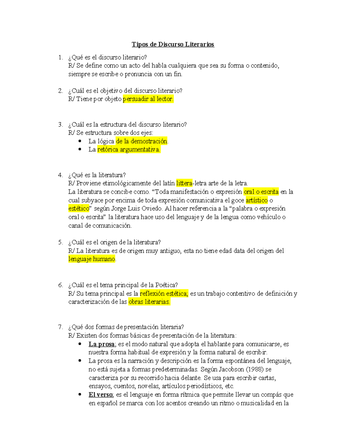 Guía de Tipos de Discurso Literarios y su Estructura - Studocu