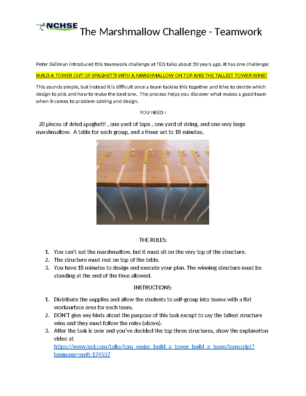 Marshmall Challenge Group - The Marshmallow Challenge - Teamwork Peter ...