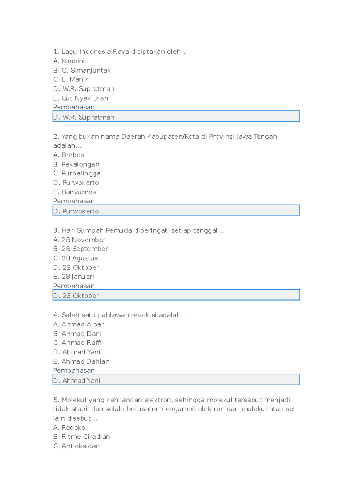 Soal Dasar Pengetahuan Umum 3: Kuiz dan Pembahasan Lengkap - Studocu