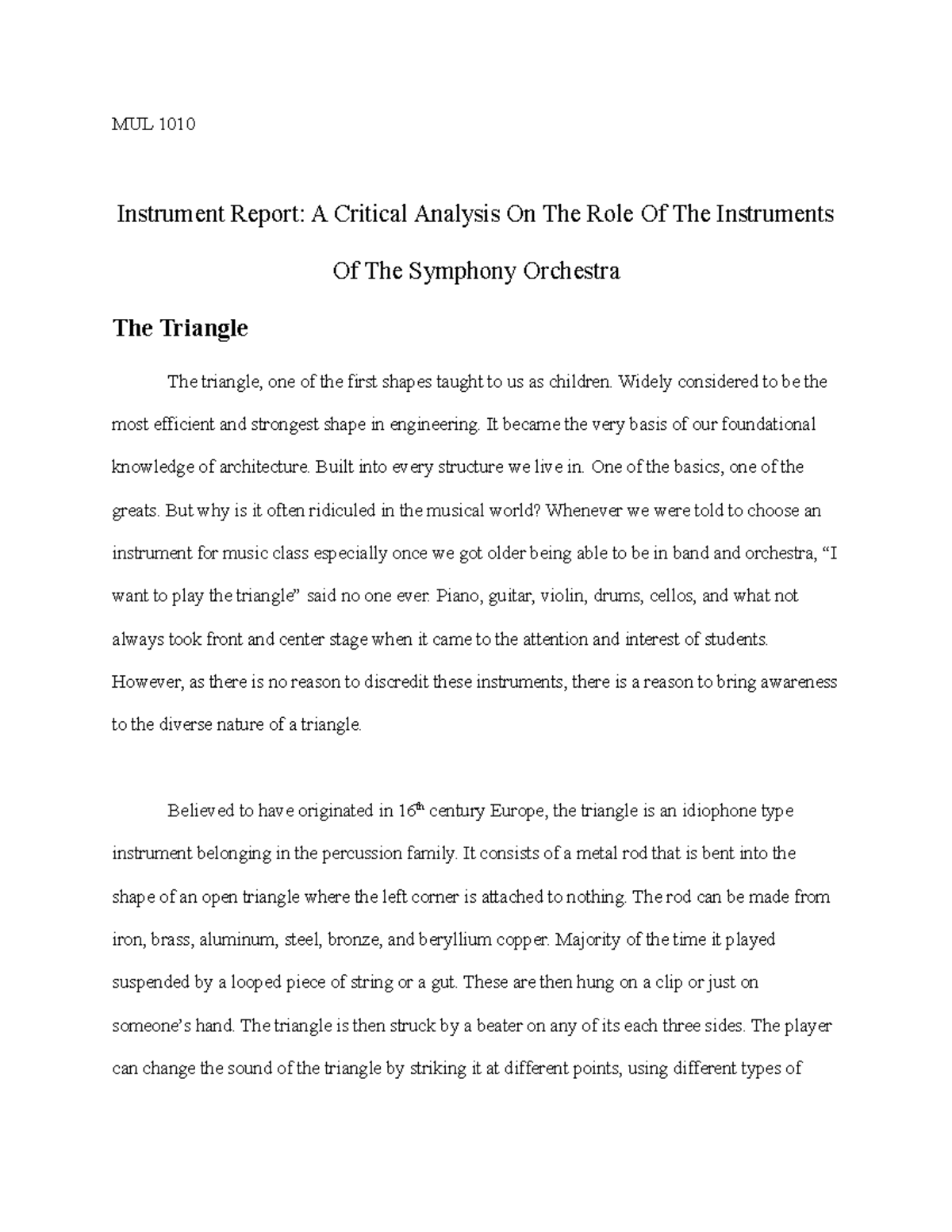 Instrument Report - MUL 1010 Instrument Report: A Critical Analysis On ...