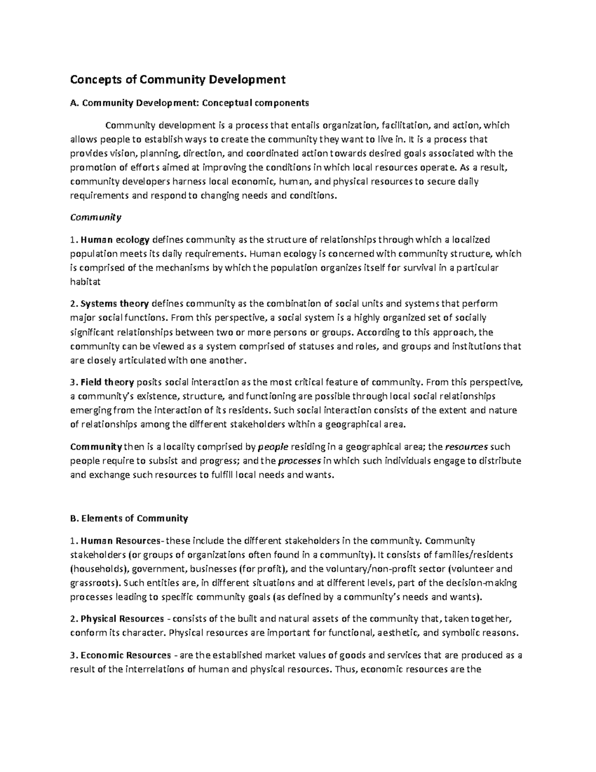 Concepts of Community Development - Community Development: Conceptual ...