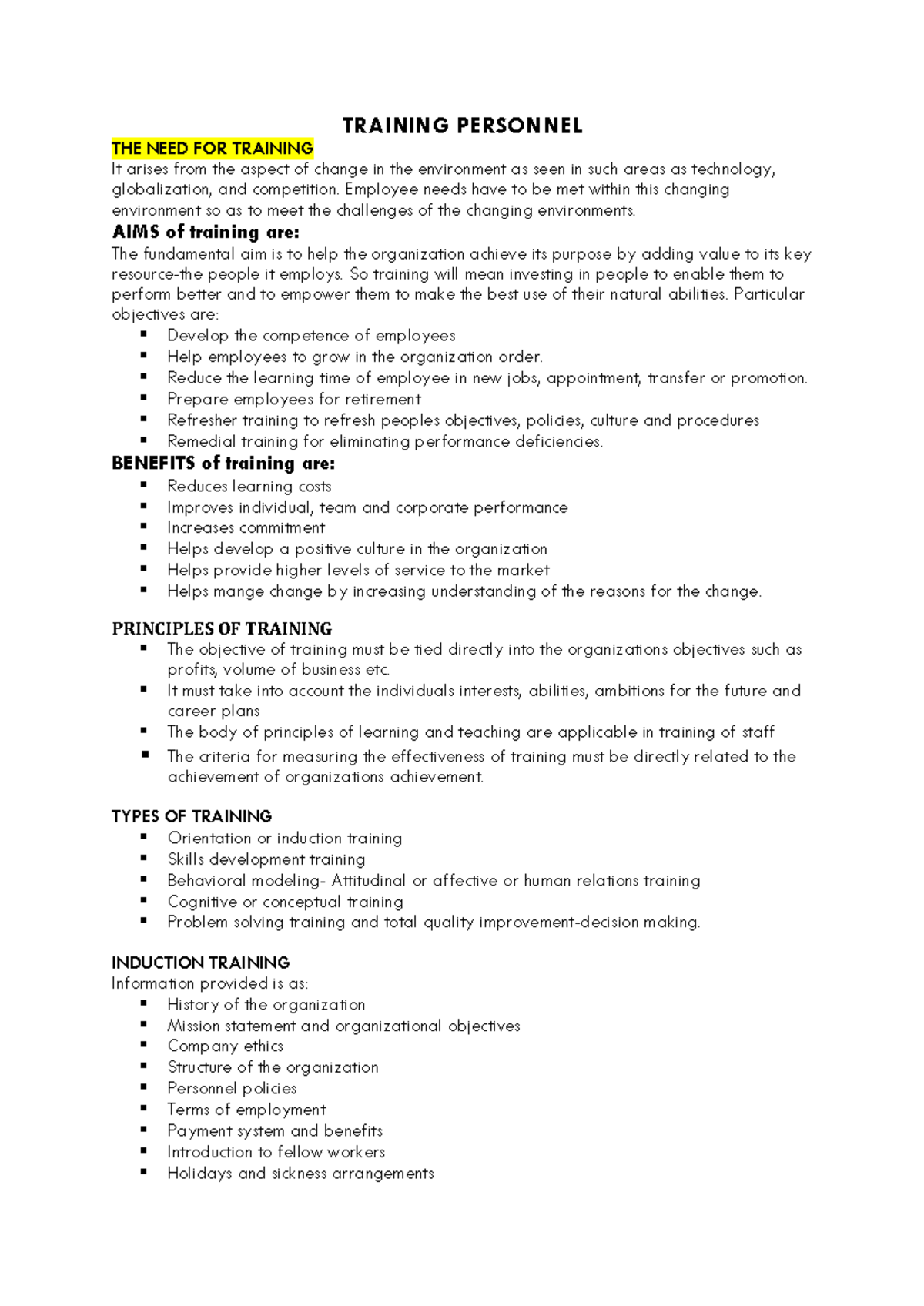 BHM 309 Employee Training & Development: Strategies & Benefits - Studocu