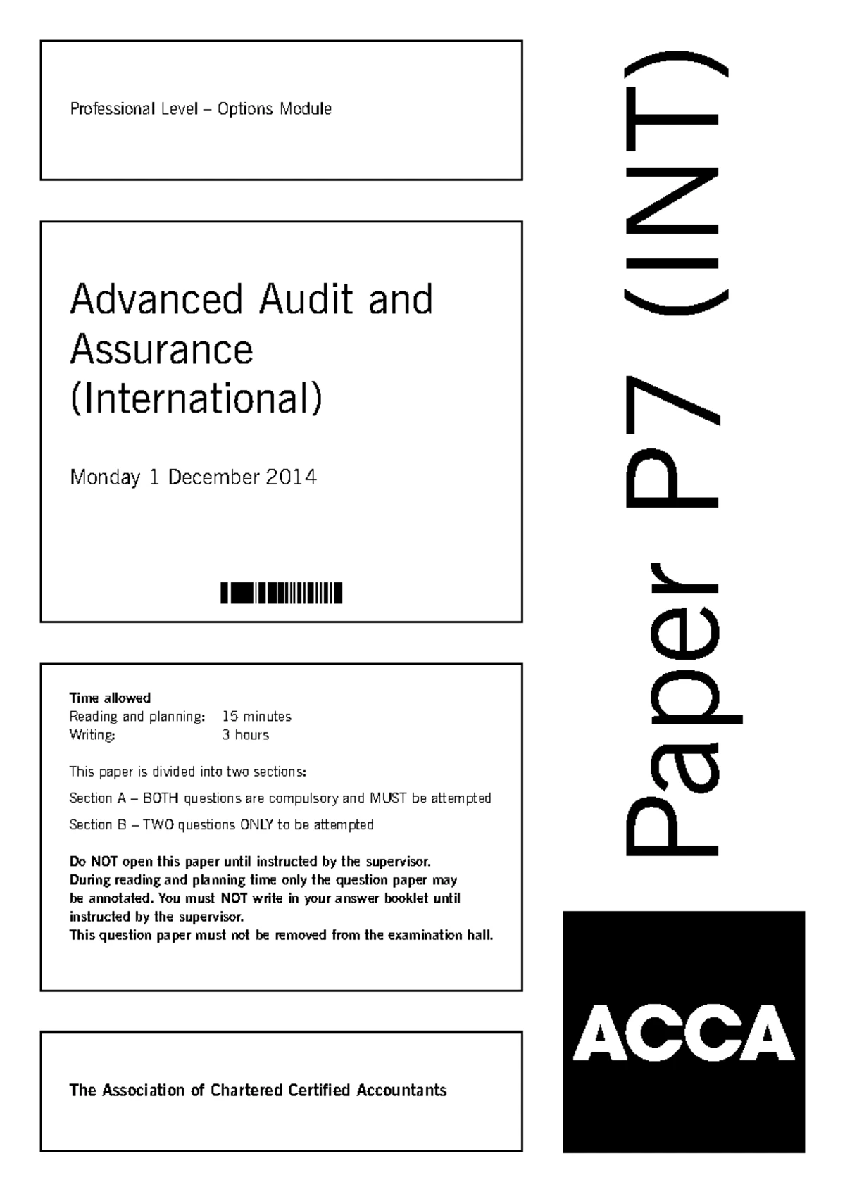 June 2012 past paper - Professional Level – Options Module Time allowed ...