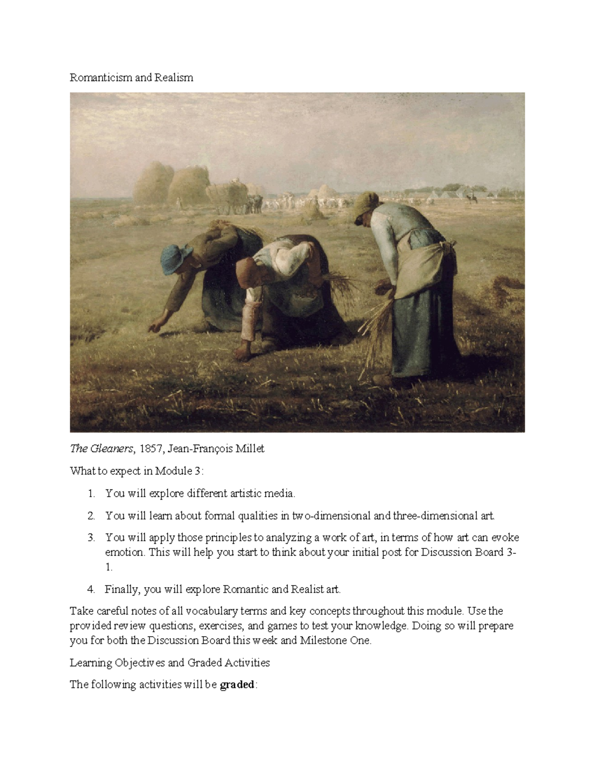 Week 3 Notes: Exploring Romanticism & Realism in Art (FAS202) - Studocu