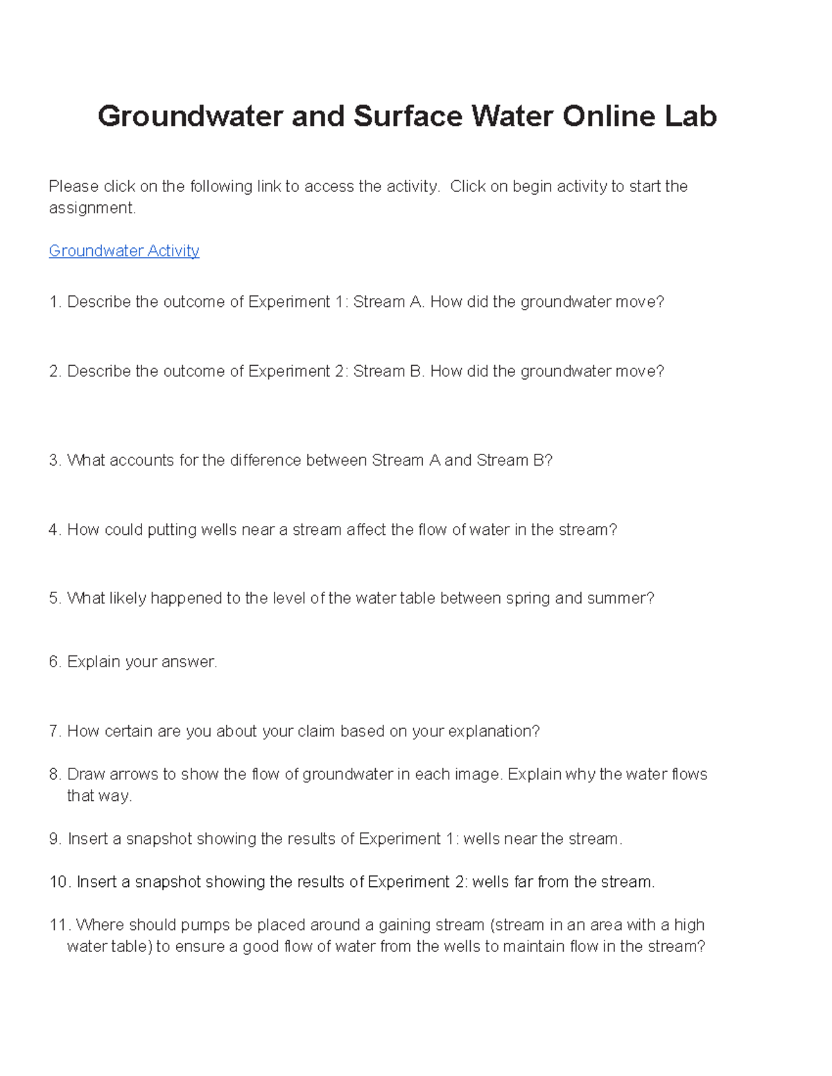 Groundwater and Surface Water Lab (Course Code: AR 101) - Studocu