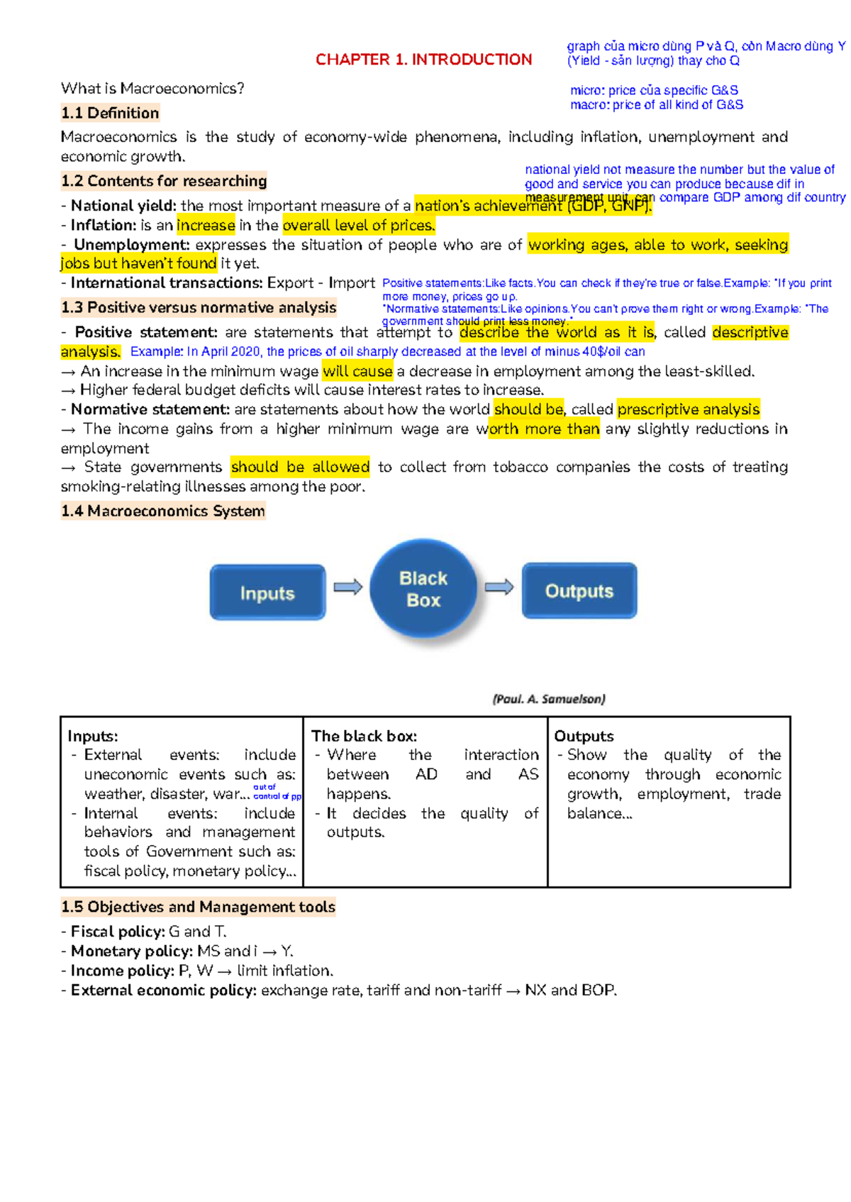 MACRO 101: Lecture Notes on Introduction to Macroeconomics Concepts ...