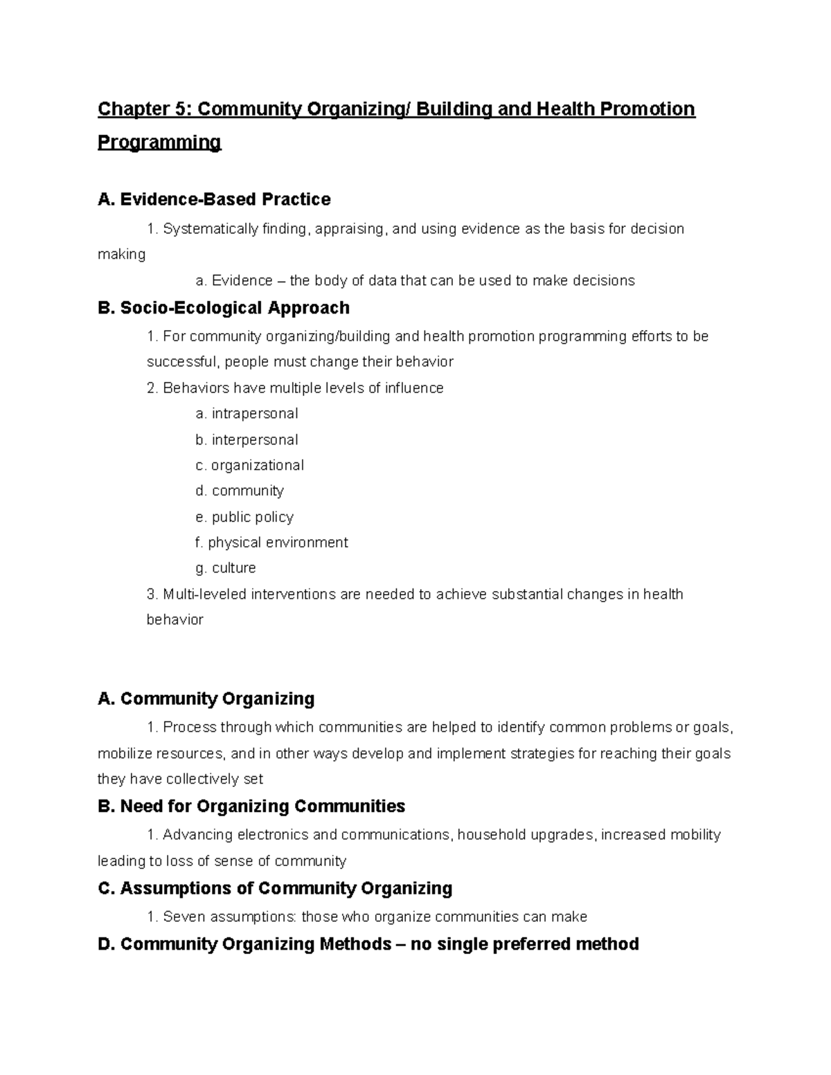 Chapter 5 Community Organizing Building and Health Promotion ...