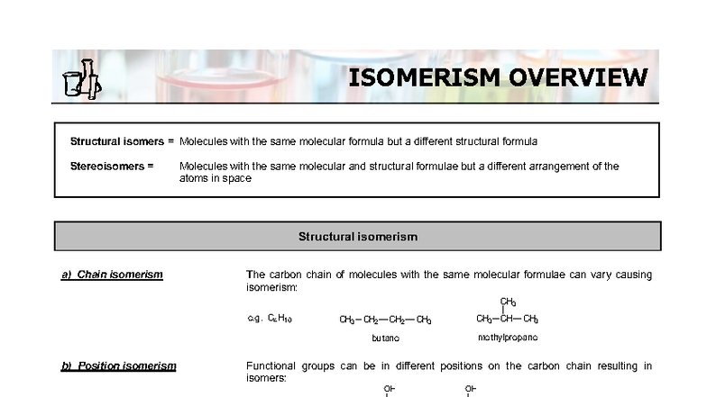 Chemsheets A2 1047 Isomerism Overview: Structural & Stereoisomers - Studocu