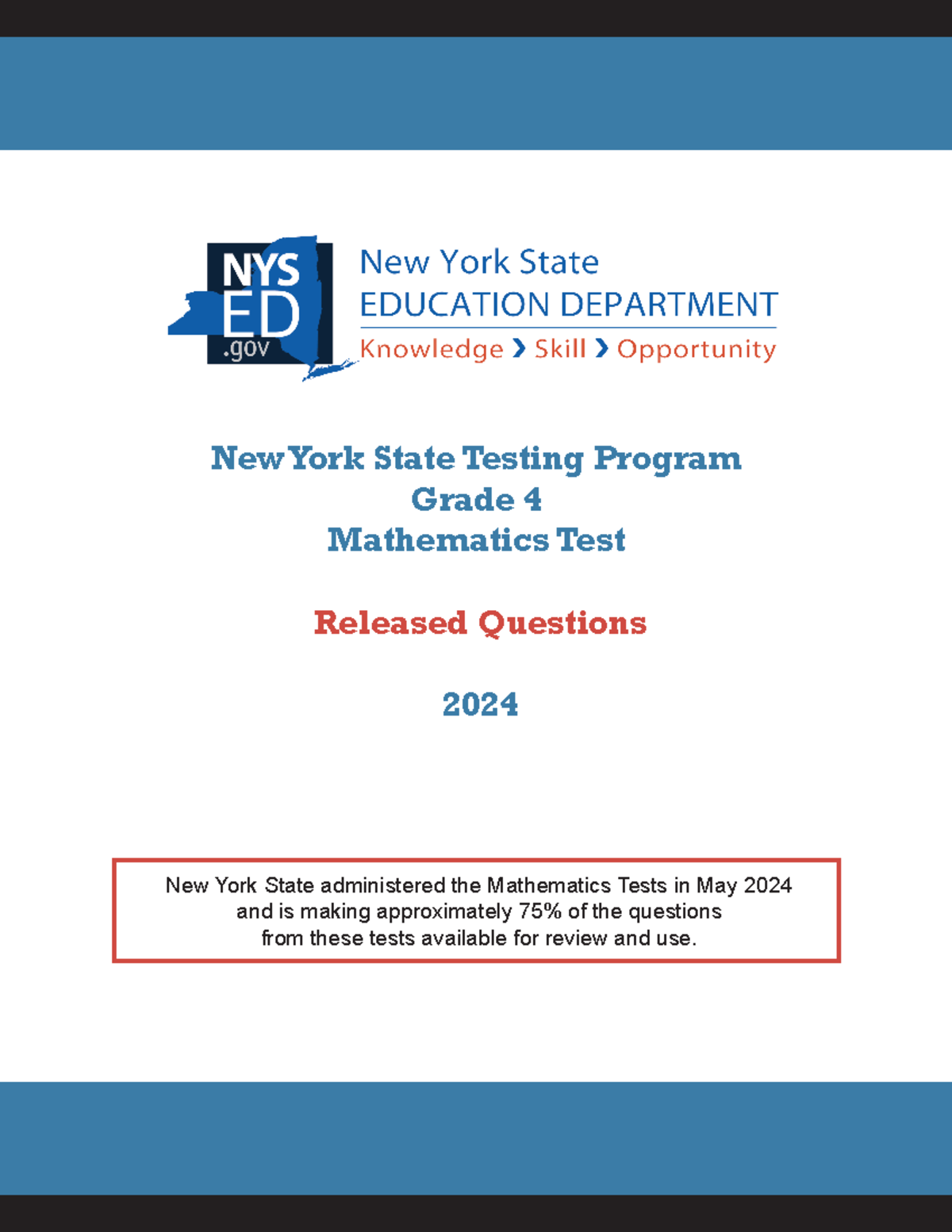 2024 NYS Grade 4 Math Test Released Questions and Review Materials ...