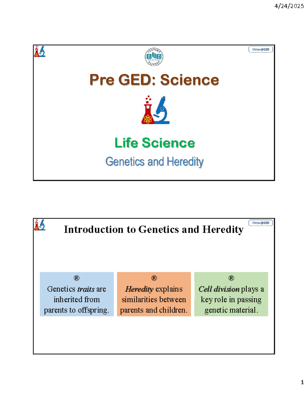 Life Science 3: Genetics and Heredity Overview - Studocu