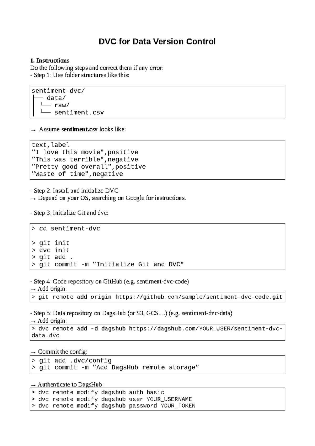 DVC for Data Version Control: Step-by-Step Guide (Ex1) - Studocu