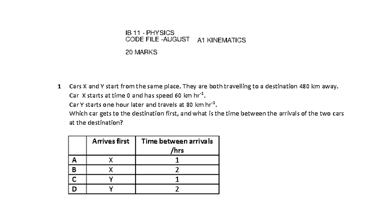 IB Physics: K.A. Tsokos Quiz A1.1 & A1.2 Kinematics and Projectile ...