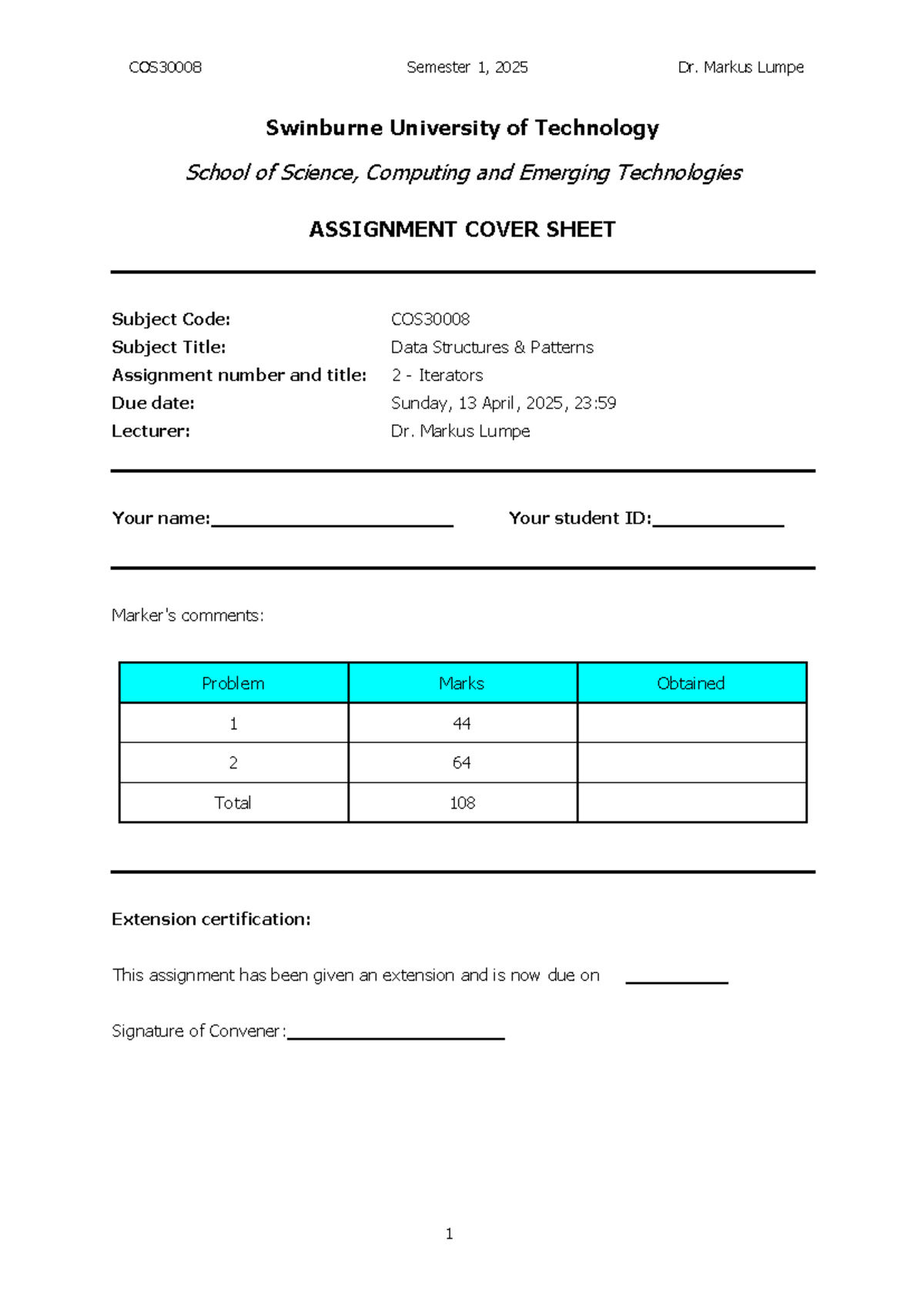 Data Structures Comp123 Assignment 2 Iterators Problemset Studocu