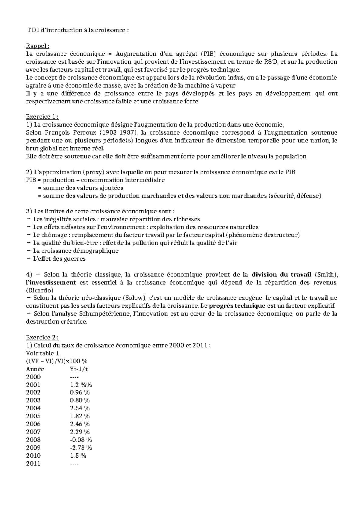 TD1 : Introduction à la Croissance Économique - L2 AES S3 - Studocu