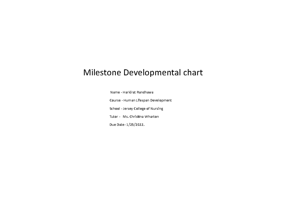 Human Lifespan Development Milestones: A Comprehensive Chart - Studocu