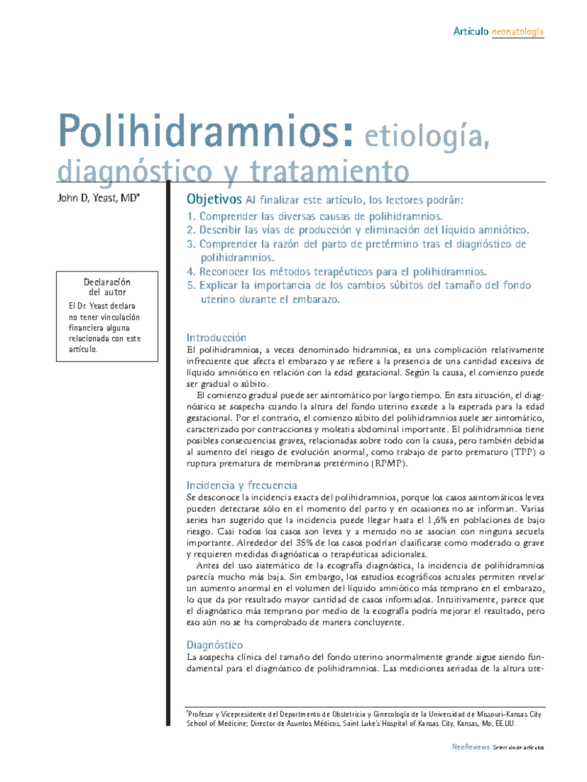 Polihidramnios: Etiología, Diagnóstico y Tratamiento en Neonatología ...