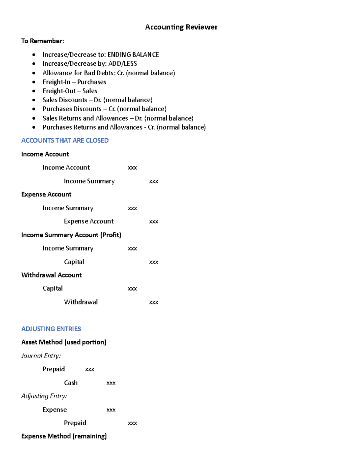 Accountancy 101: Comprehensive Review for Concepts and Entries - Studocu