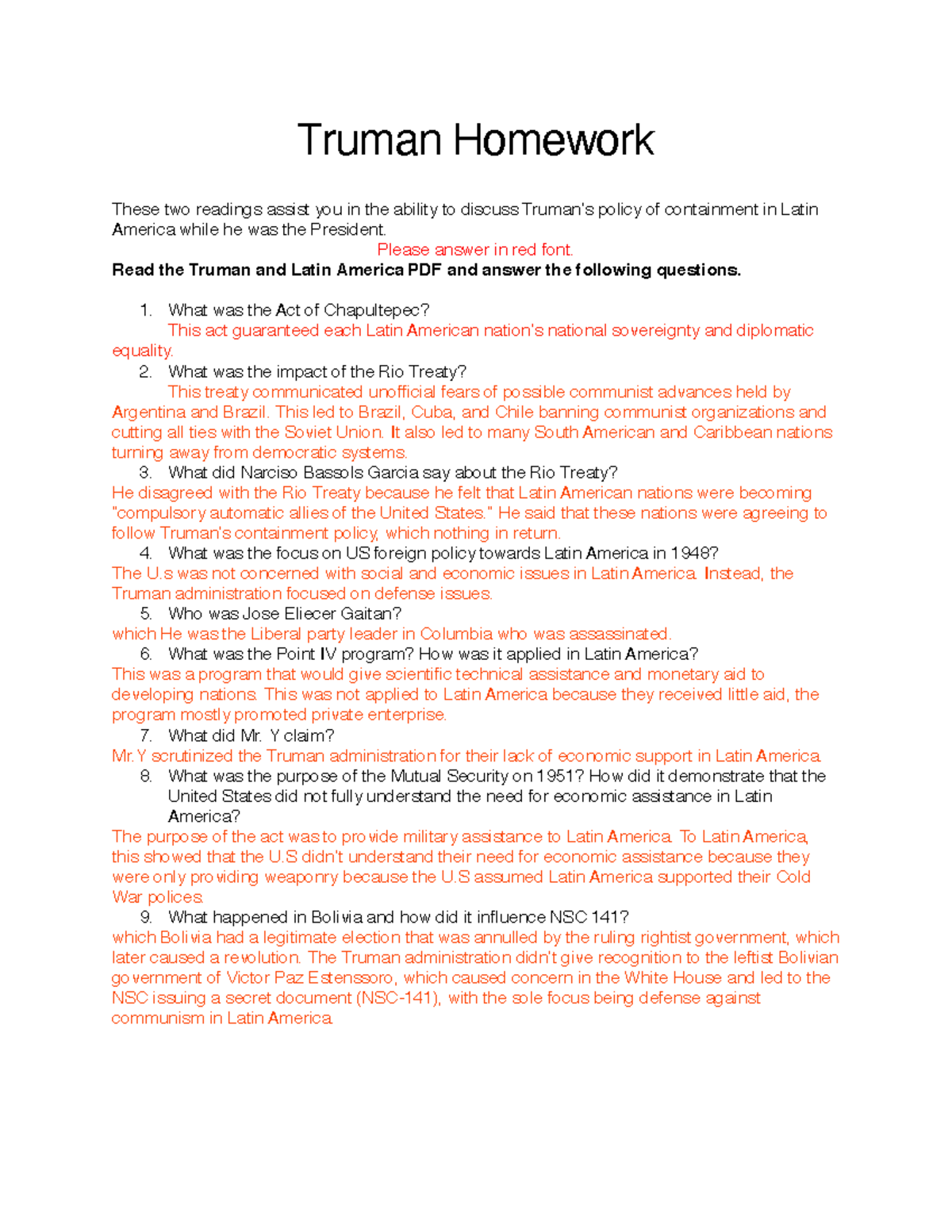 IB DP World History SL:HL Truman Containment Policy in Latin America ...
