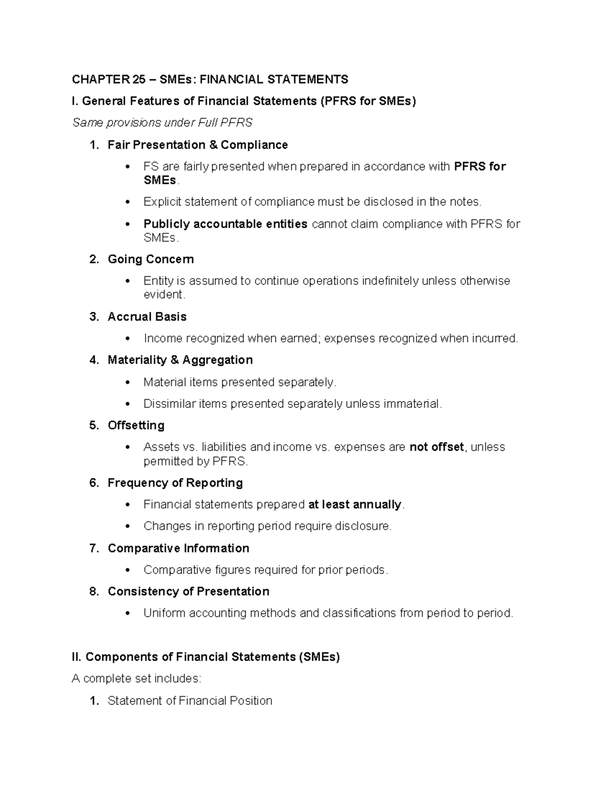 CHAPTER 25: Financial Statements for SMEs (PFRS for SMEs) - Studocu