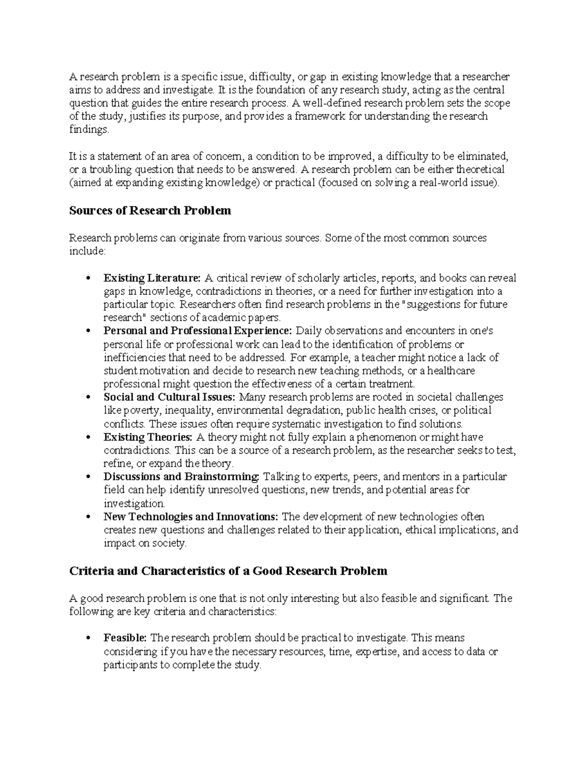 Understanding and Formulating Research Problems: Key Insights and ...