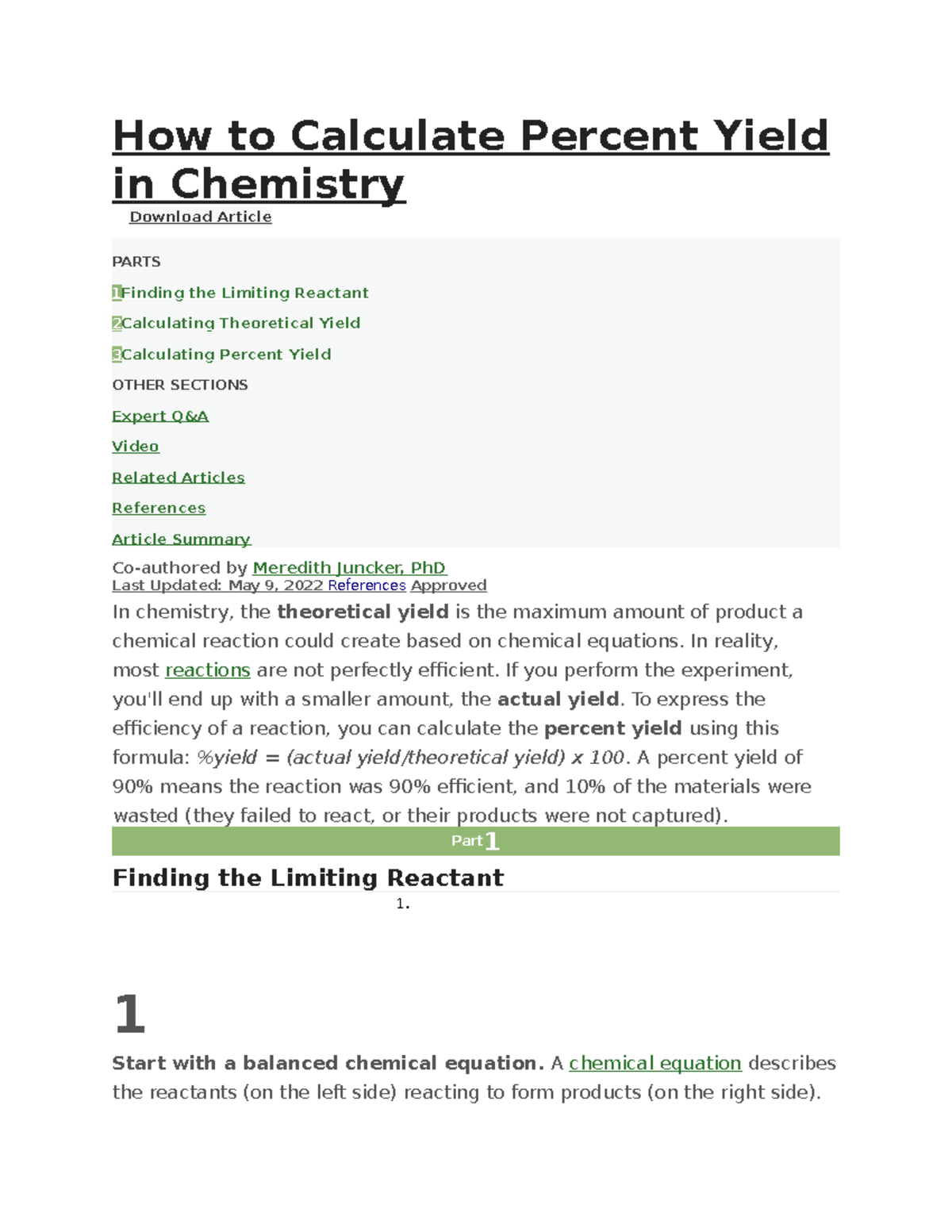 Calculating Percent Yield in Chemistry: A Comprehensive Guide - Studocu