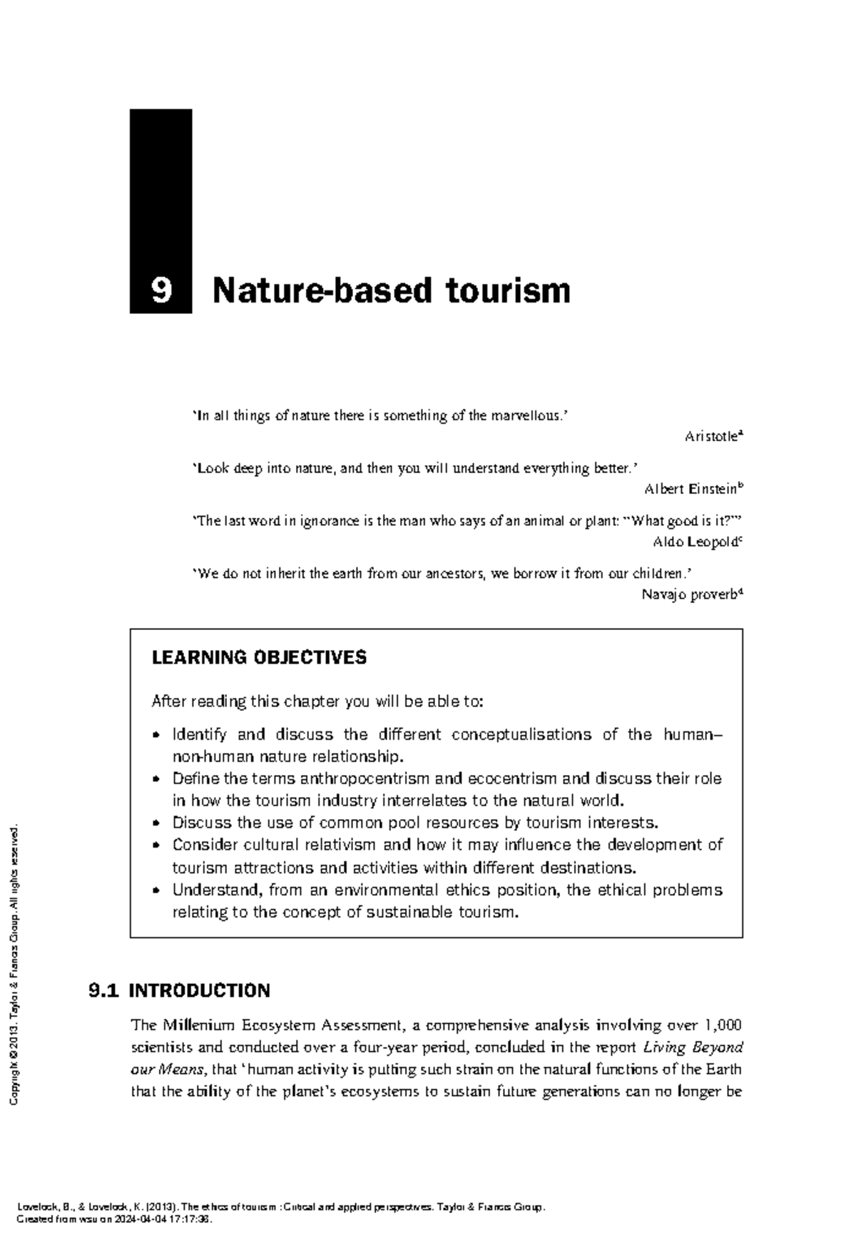 Nature-Based Tourism and Environmental Ethics: Interactions & Impacts ...