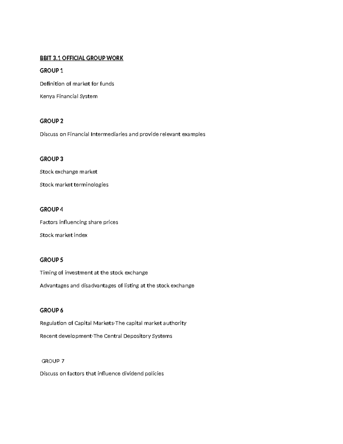 BBIT 3.1 Group Work: Market Funds & Financial Intermediaries in Kenya ...