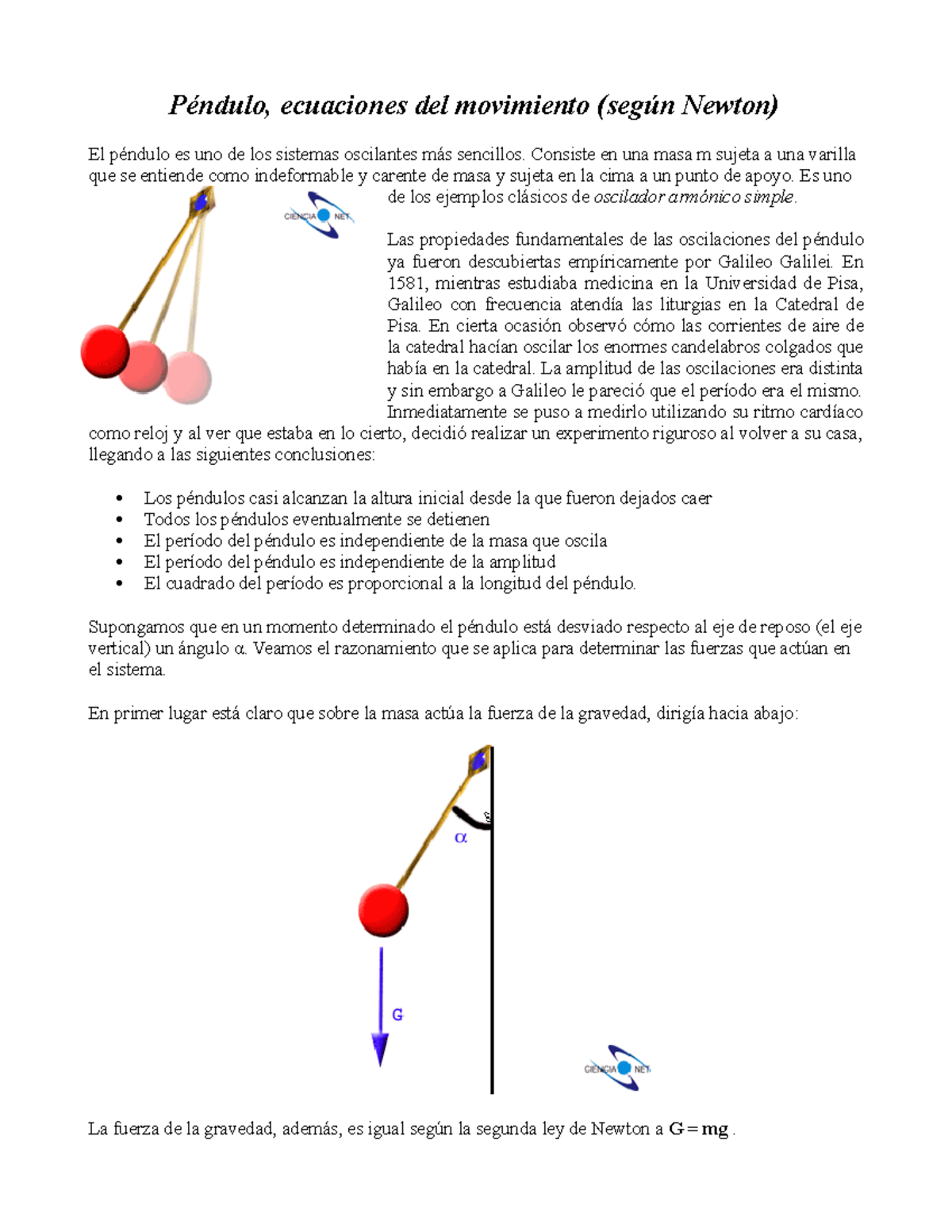 Ejercicios Resueltos sobre el Péndulo y sus Ecuaciones de Movimiento ...
