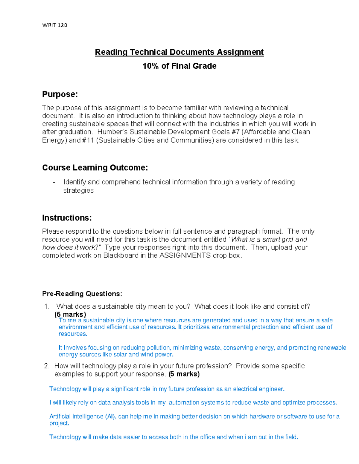 Assignment 1, Reading Technical Documents - WRIT 120 Reading Technical ...