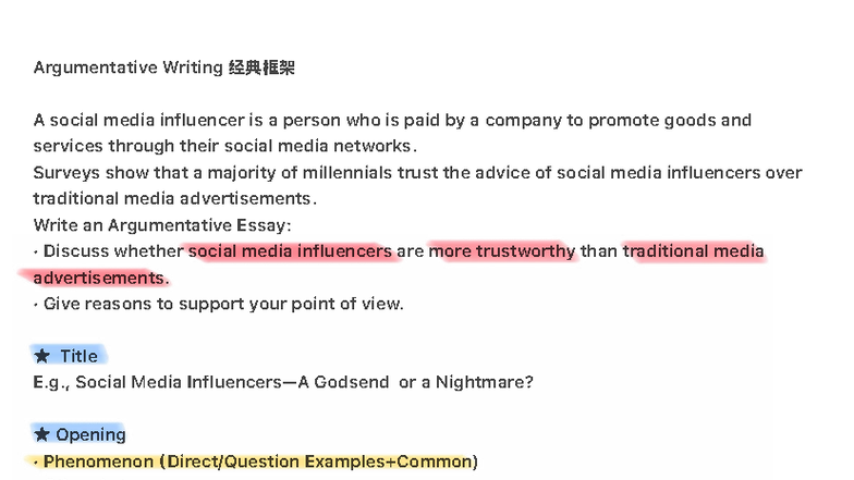 Argumentative Essay Notes: Social Media Influencers vs. Traditional Ads ...