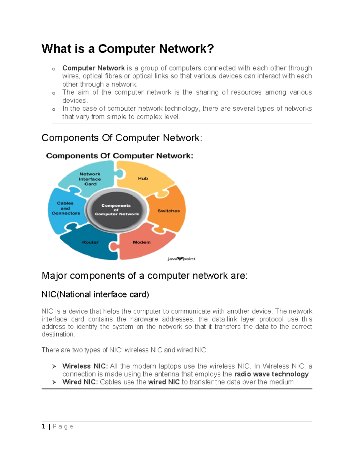 Computer Networks: Overview, Components, and Features (CS101) - Studocu