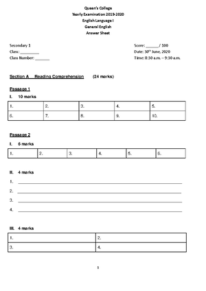 2019 20 Ye S1 Eng Q 2019 20 Ye S1 Eng Q Queen S College Yearly