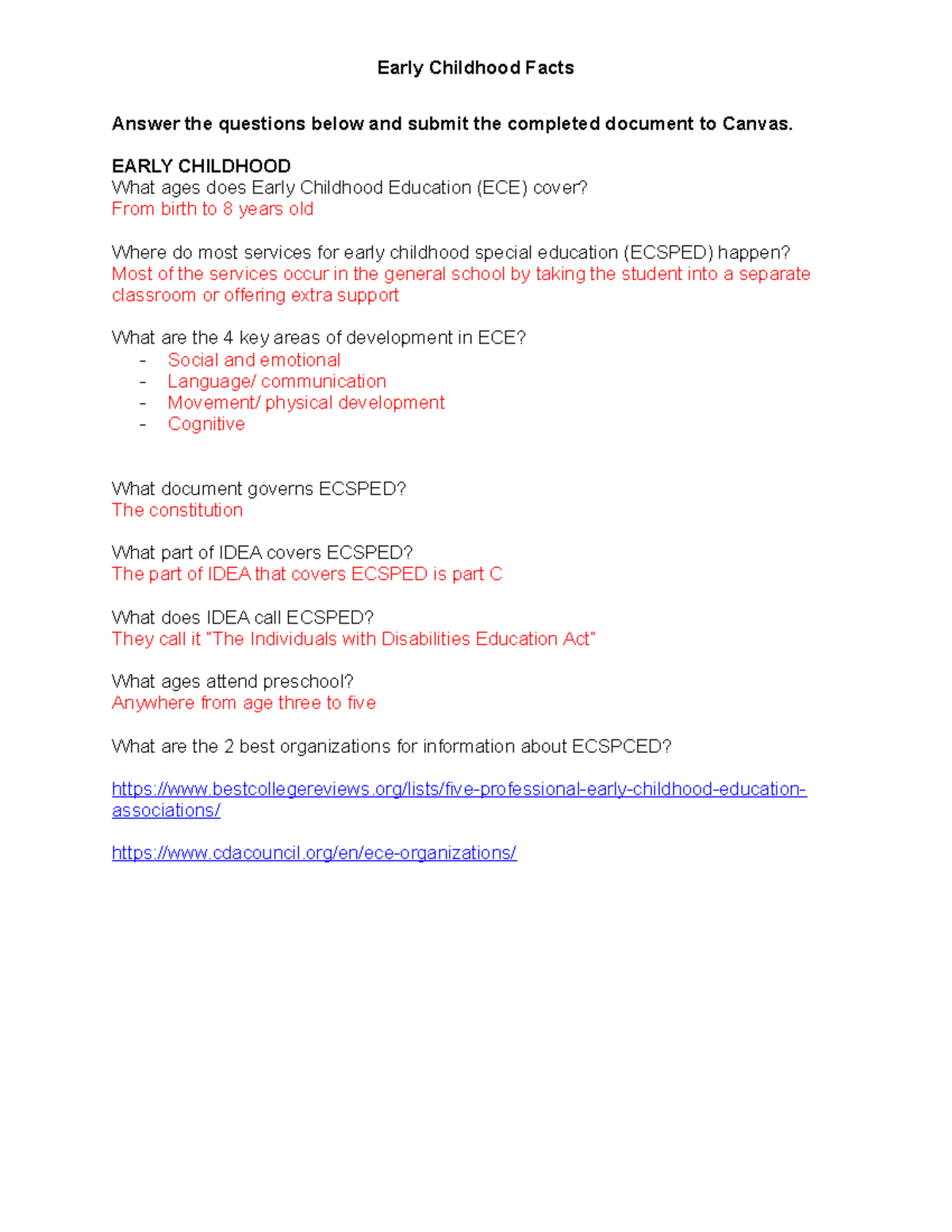 EC-Facts-FA21 - Essential Early Childhood Education Insights - Studocu