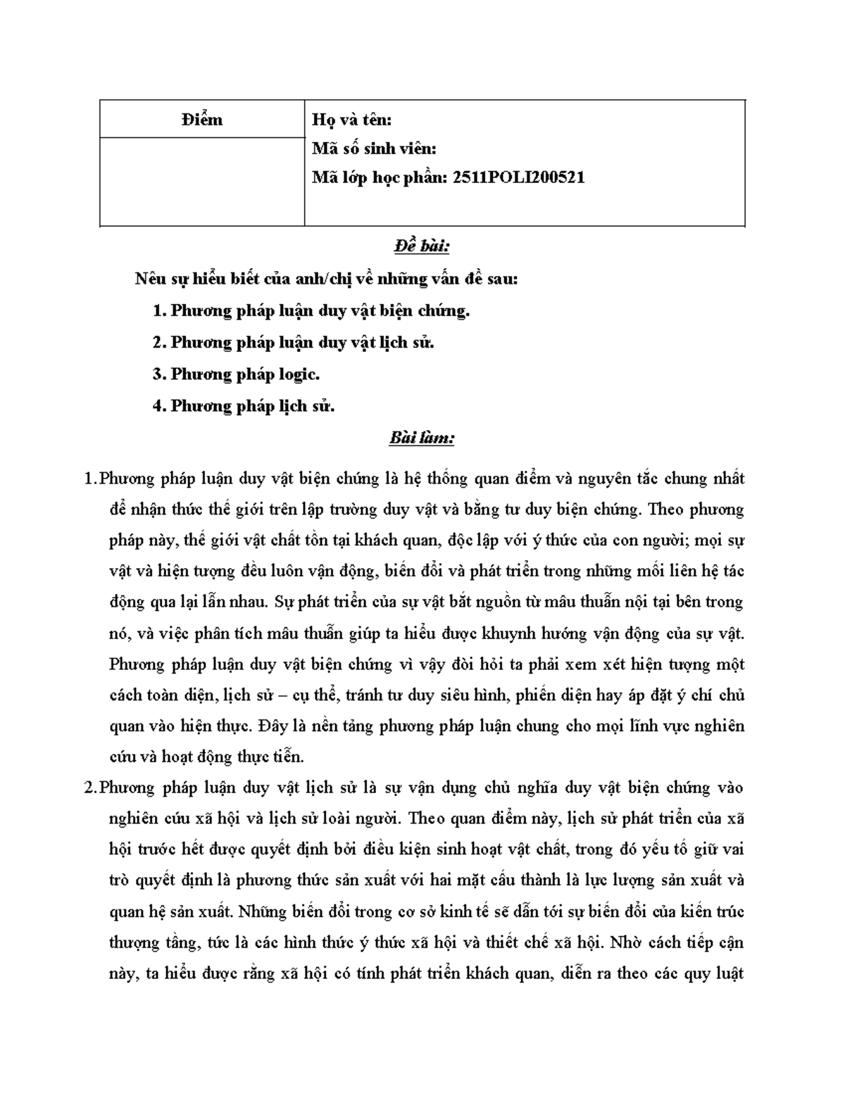 4 PPL - 4 Phương Pháp Luận Trong TTHCM (2511POLI200521) - Studocu