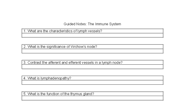 Guided Notes Immune System - Guided Notes: The Immune System What are ...