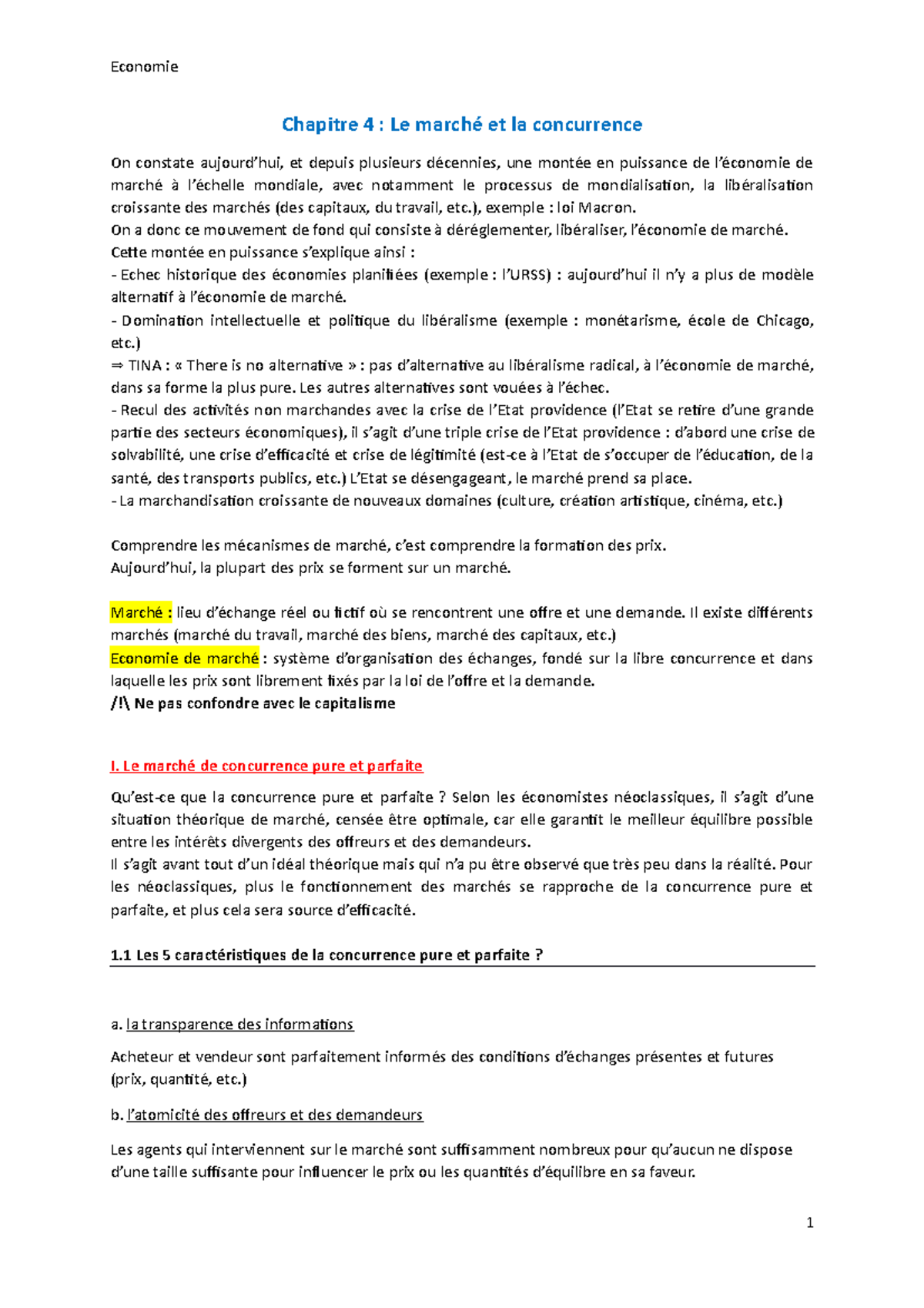 Le marché et la concurrence - ), exemple : loi Macron. On a donc ce ...