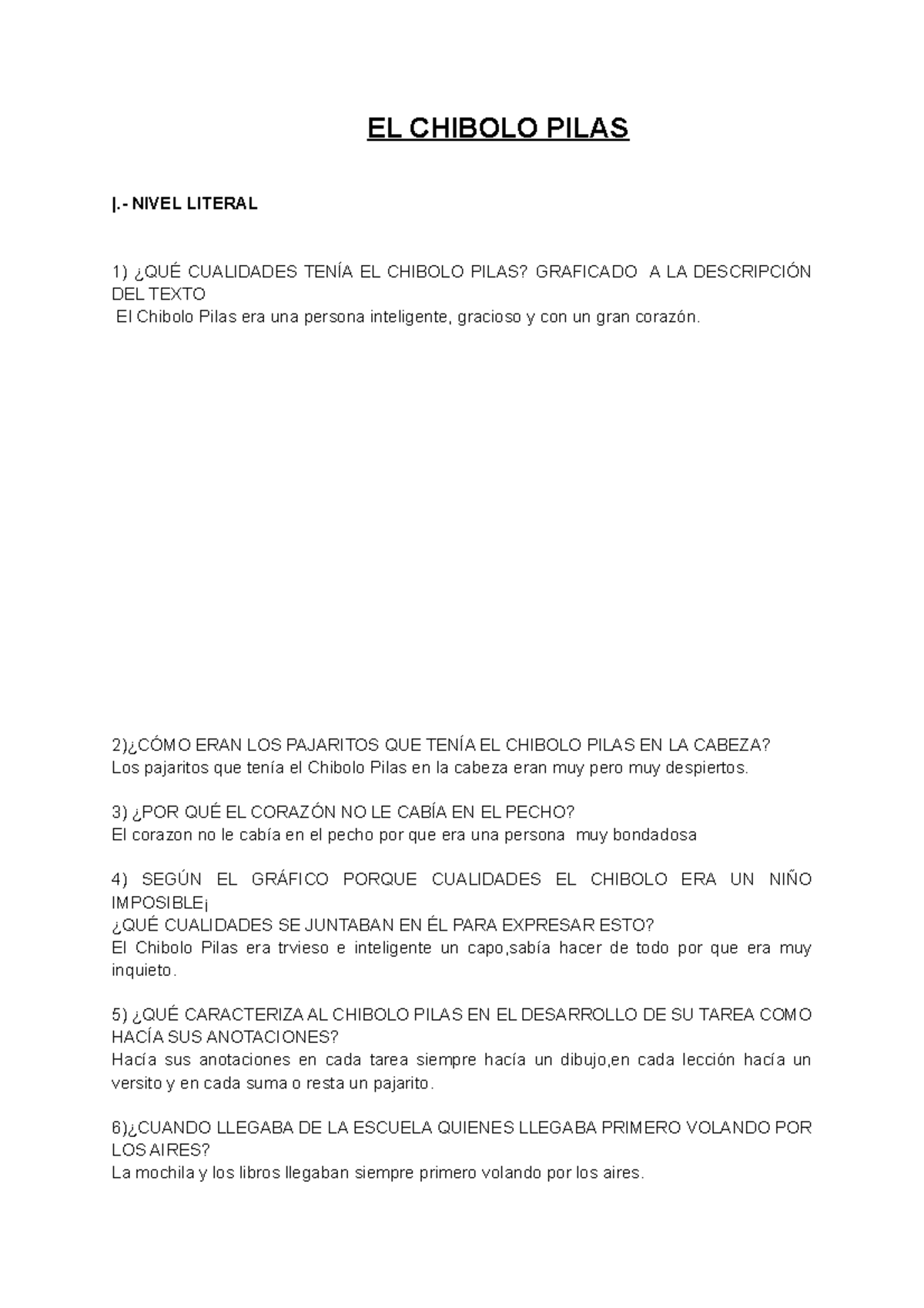 EL CHIBOLO PILAS: Análisis y Reflexiones - Tarea de Clase - Studocu