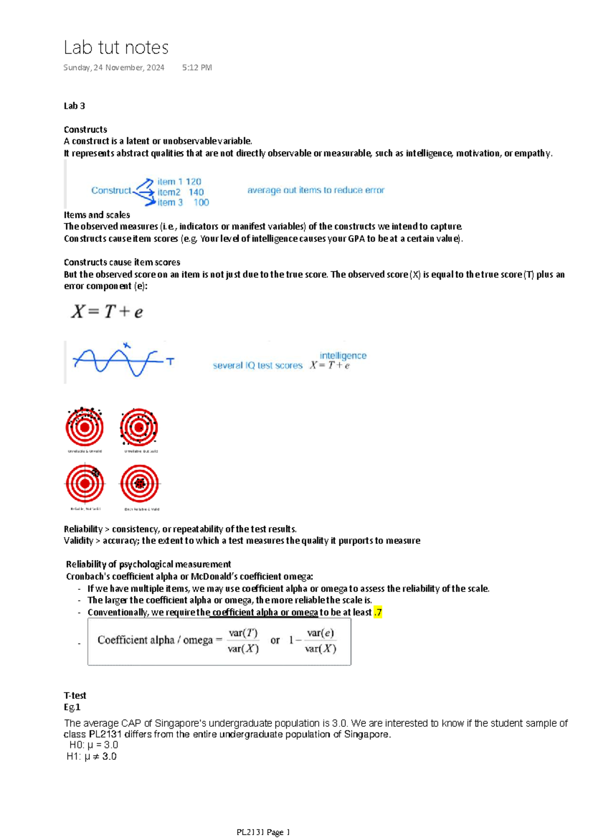 Lab 3 Constructs and Correlation Analysis for PL2131 - Studocu