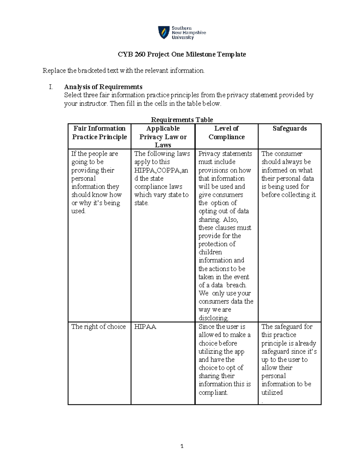 CYB 260 Project One Milestone Template A - CYB 260 Project One ...