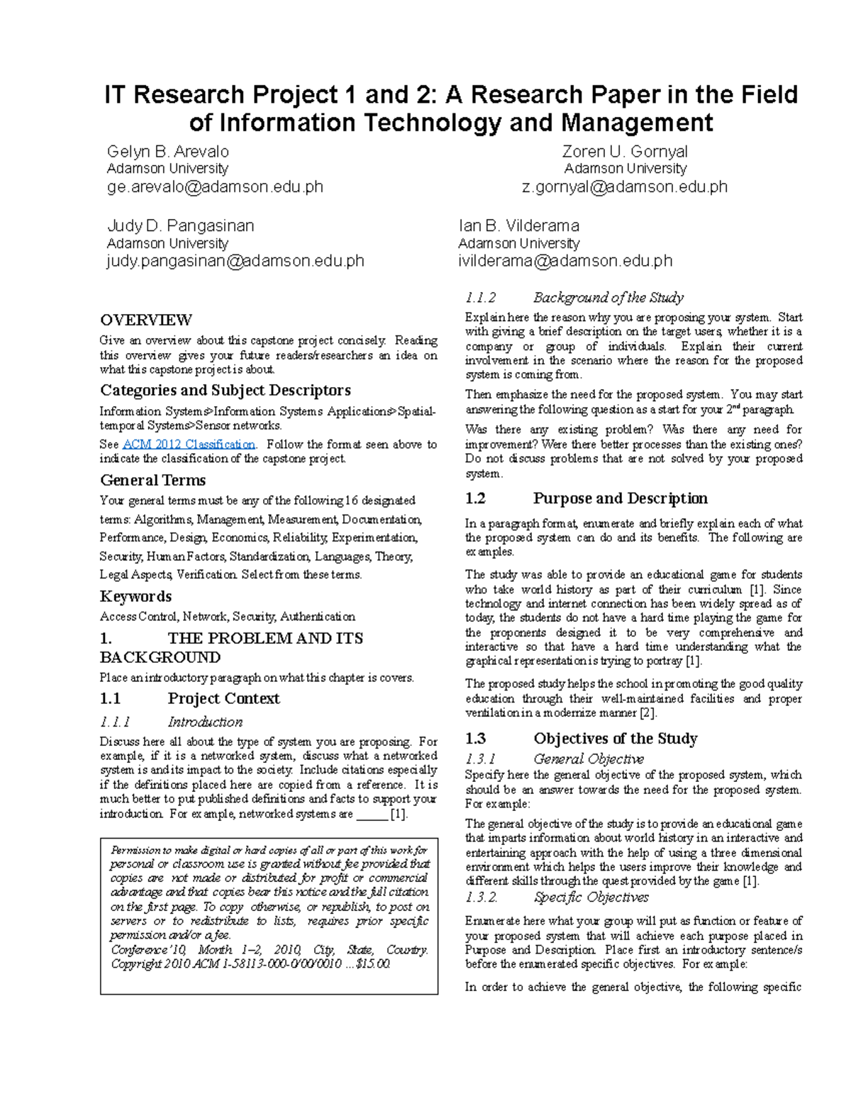 IT Capstone Project 12: Documentation Format and Contents Overview ...