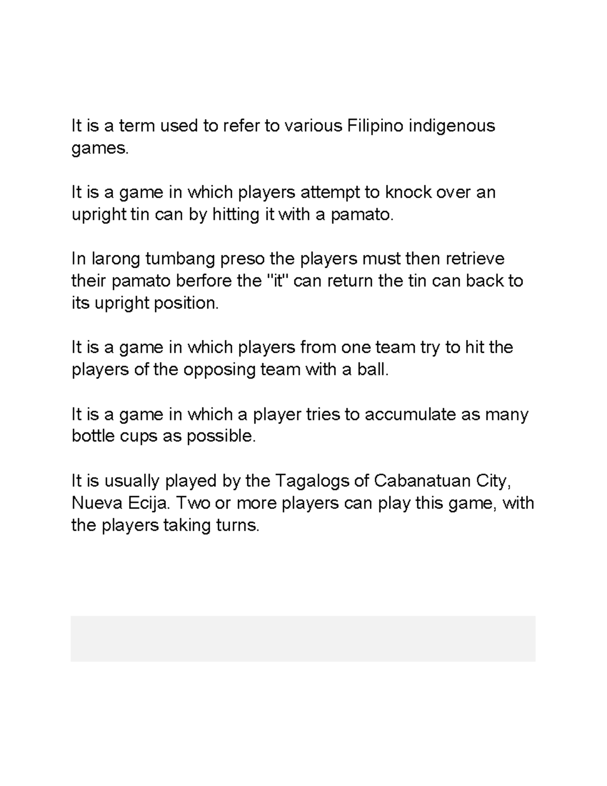 PE22 Midterm: Understanding Filipino Indigenous Games and Their Rules ...