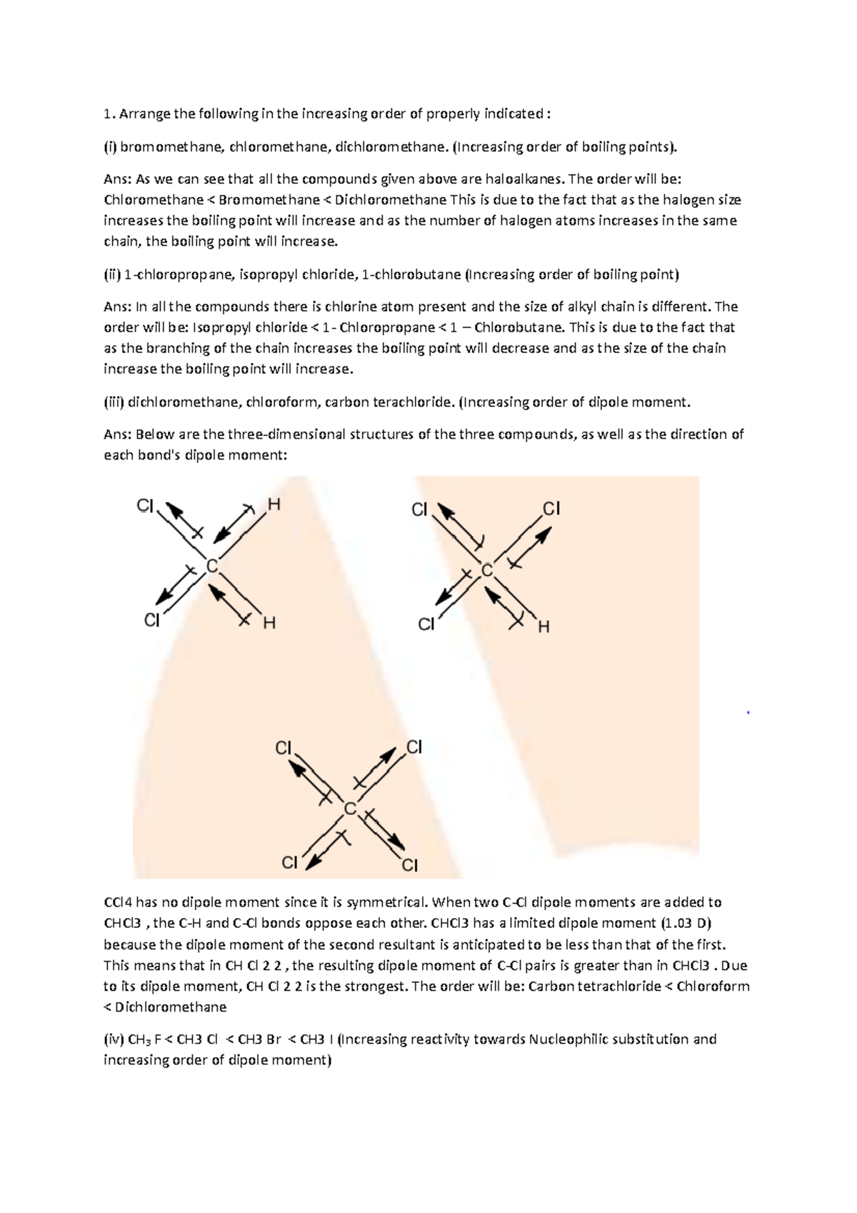 Haloalkanes Study Notes - Properties and Reactions Analysis - Studocu